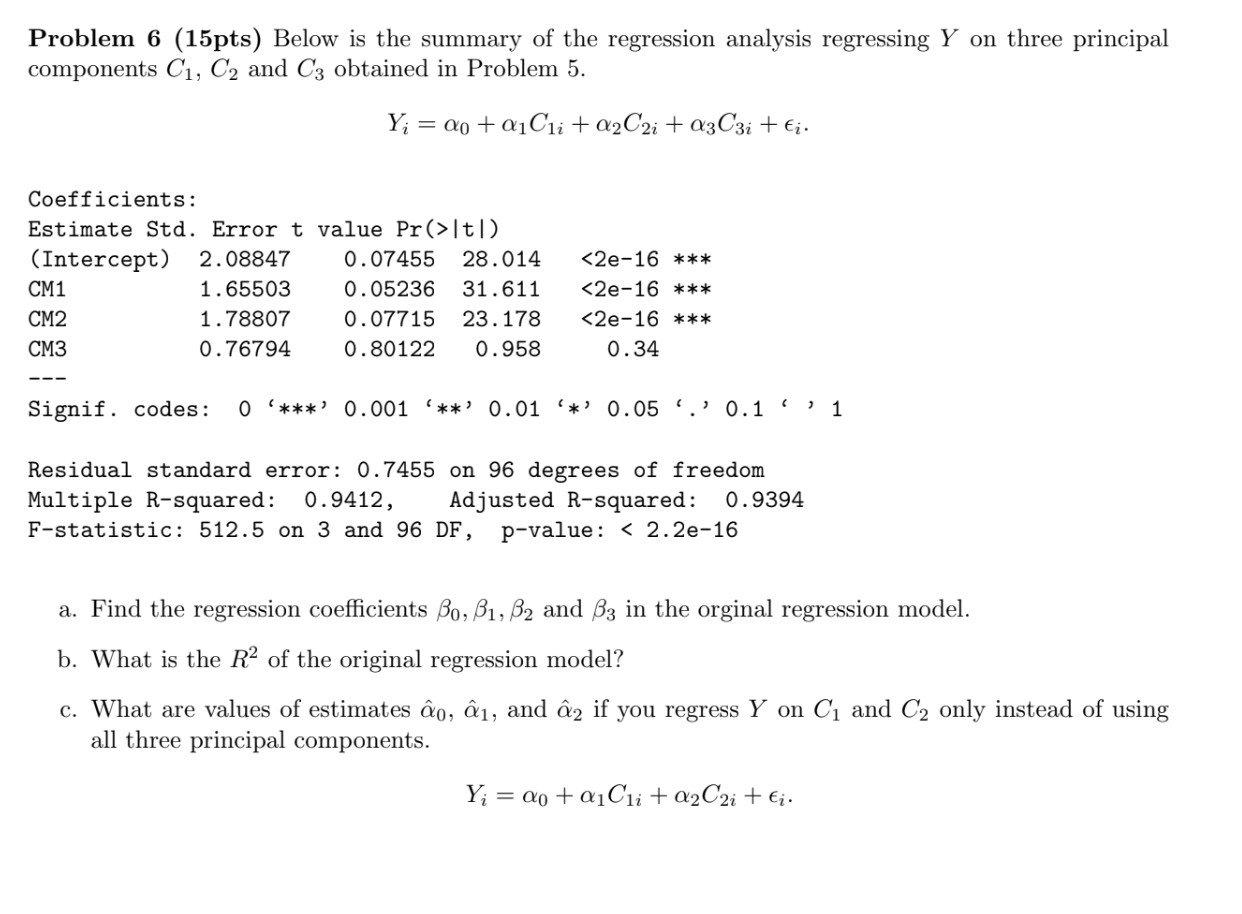 Solved Problem 6 (15pts) Below is the summary of the | Chegg.com