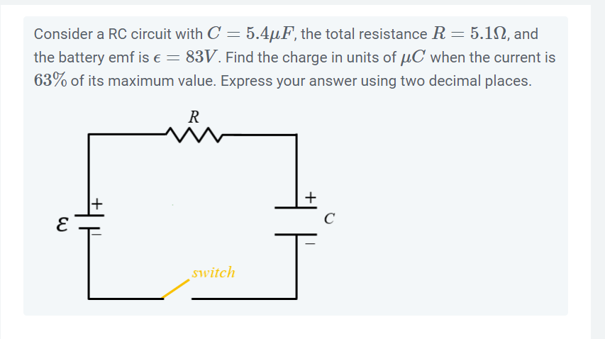 Solved Consider a RC circuit with C = 5.4µF, the total | Chegg.com