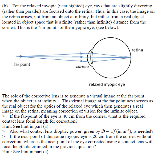 Solved 3. (Lecture 14) Lenses for Vision Correction. Here, | Chegg.com