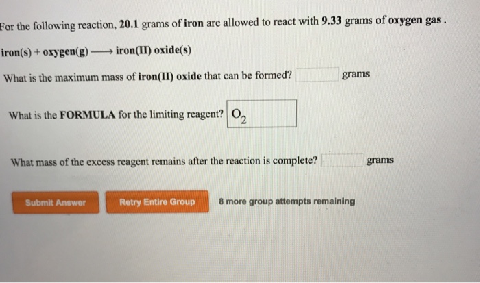 Solved the following reaction, 20.1 grams of iron are | Chegg.com