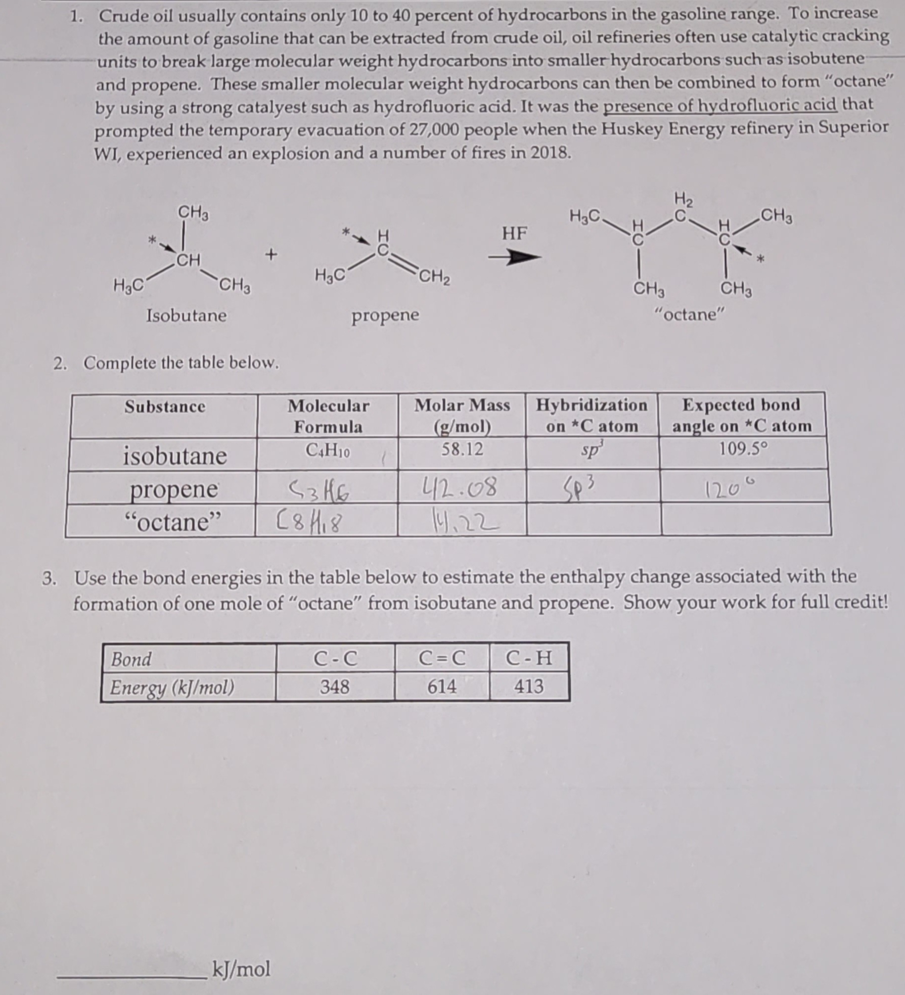 Solved 1. Crude oil usually contains only 10 to 40 percent | Chegg.com