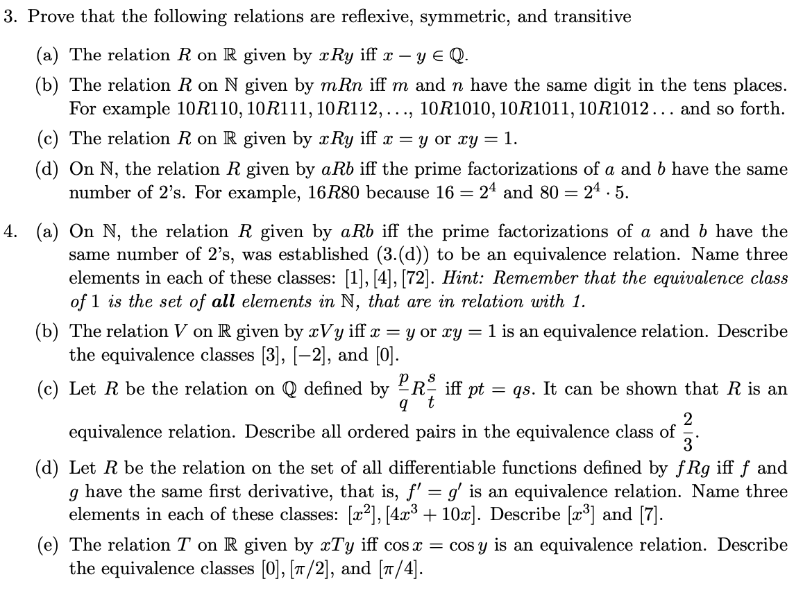 Solved 3. Prove that the following relations are reflexive, | Chegg.com