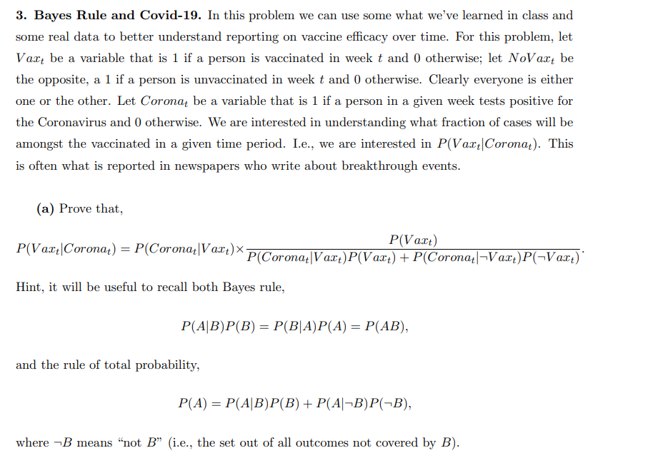 Solved 3. Bayes Rule and Covid-19. In this problem we can | Chegg.com