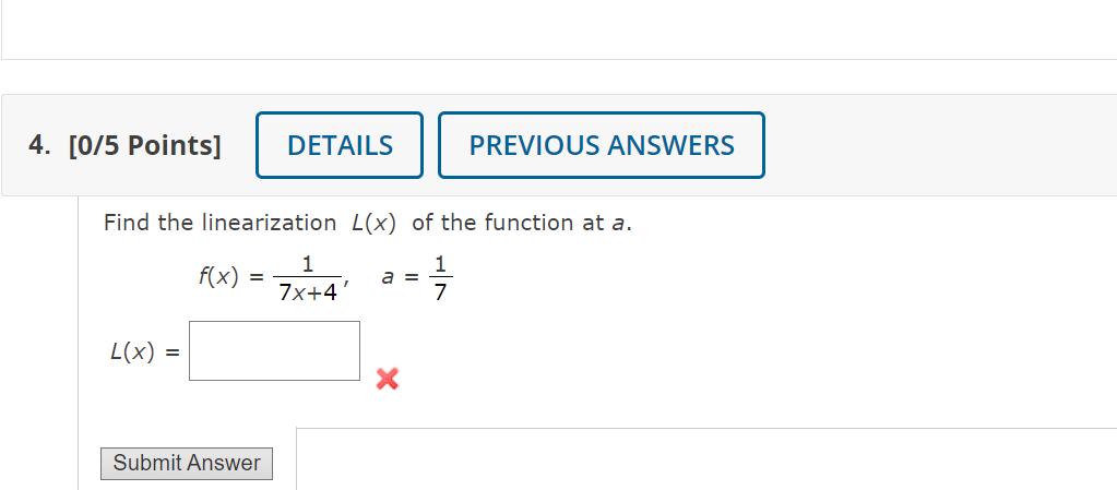 Solved 4 [0 5 Points] Details Previous Answers Find The