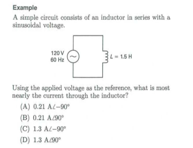 Solved Example A simple circuit consists of an inductor in | Chegg.com