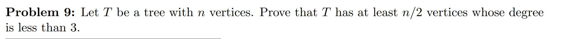 Solved Problem 9: Let T be a tree with n vertices. Prove | Chegg.com