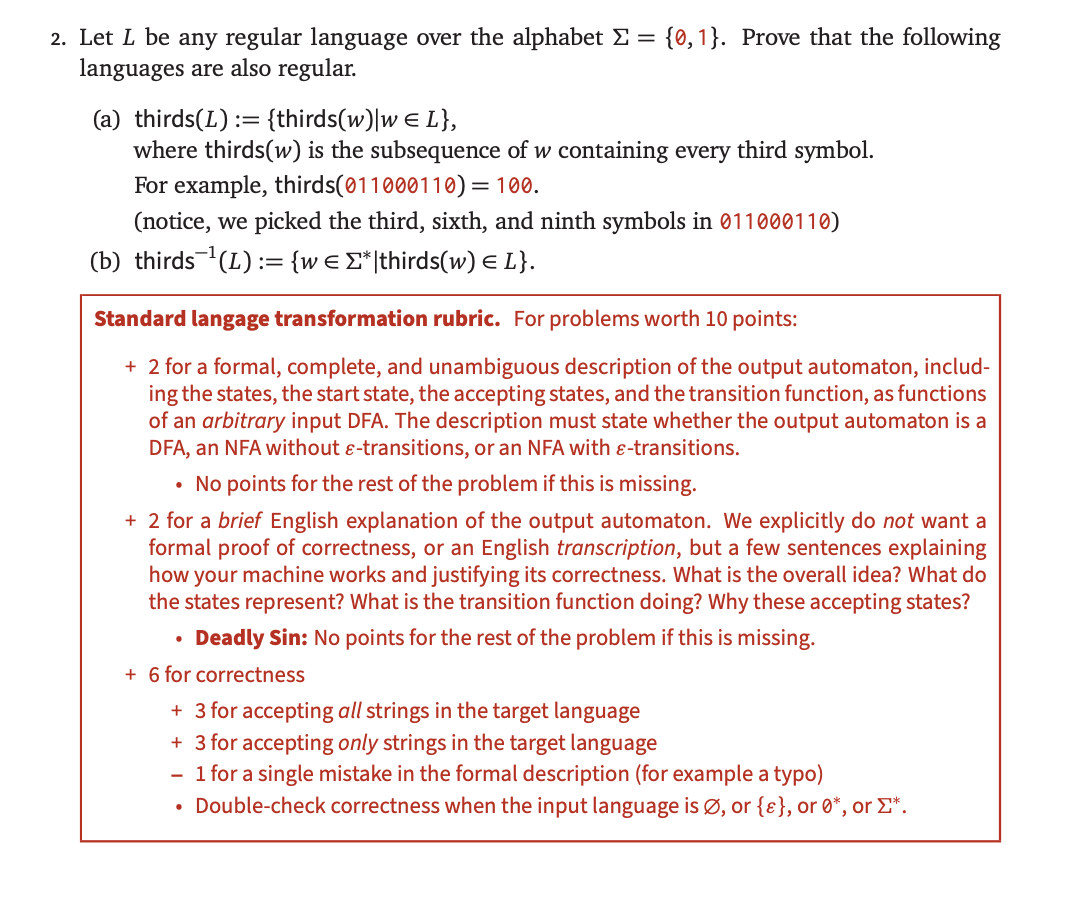 Solved Let L be any regular language over the alphabet Σ = | Chegg.com