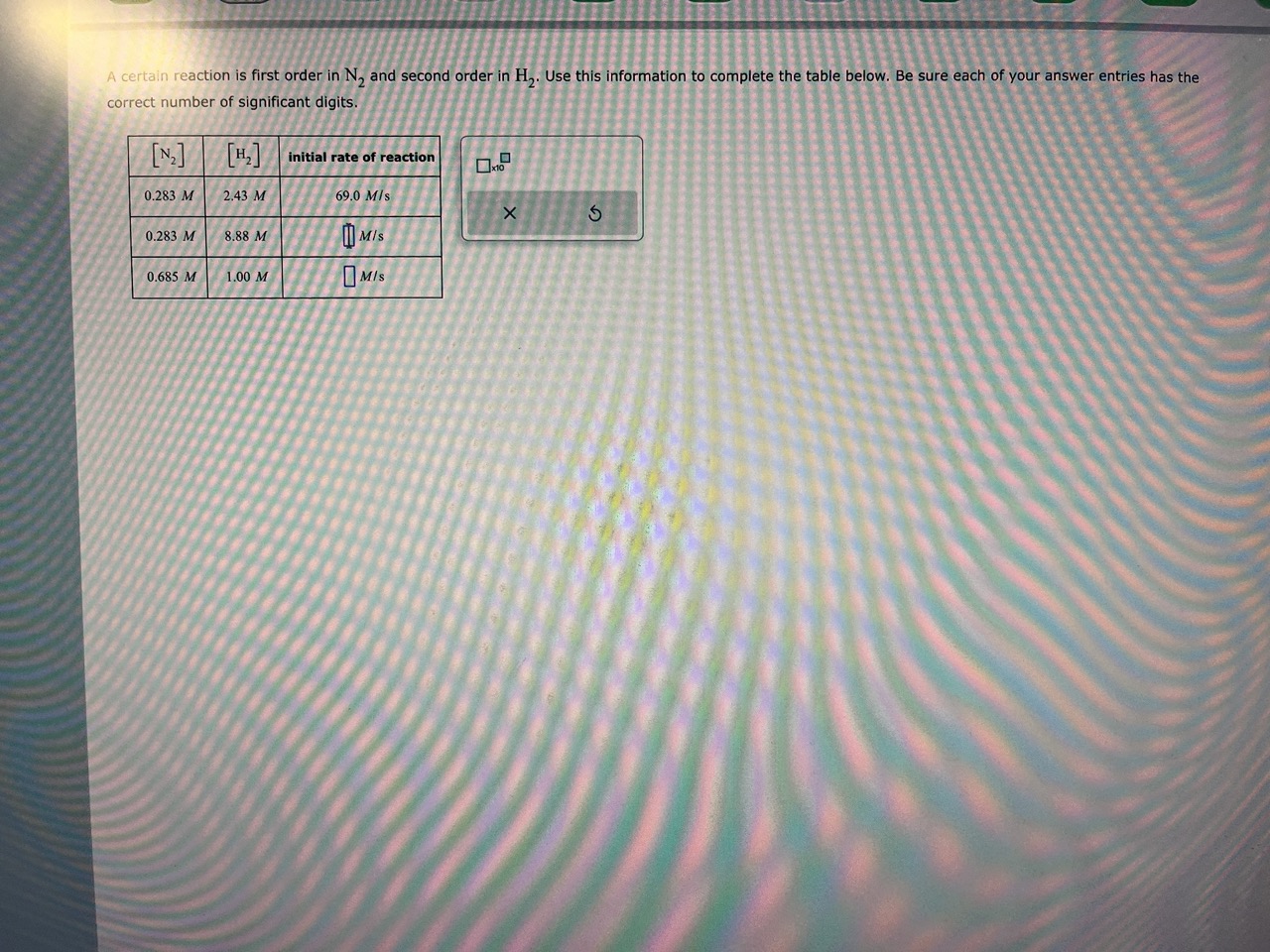 Solved A certain reaction is first order in N2 ﻿and second | Chegg.com