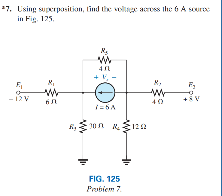 Solved 7. Using superposition, find the voltage across the 6 | Chegg.com