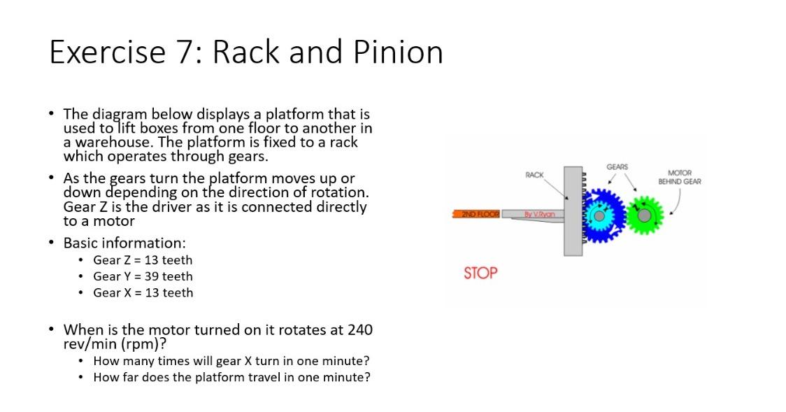 Solved Exercise 7: Rack and Pinion GEARS RACK MOTOR BEHIND | Chegg.com