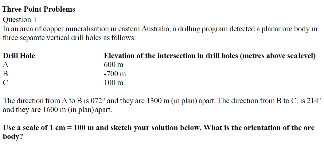 Solved Three Point Problems Question 1 In an area of copper | Chegg.com