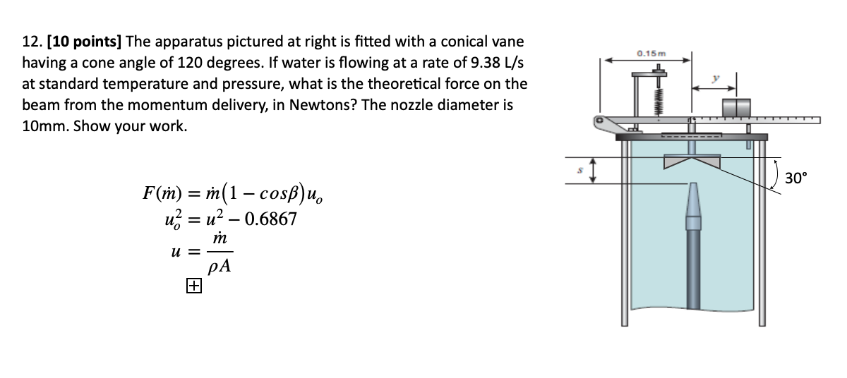 Solved 0.15 m 12. (10 points) The apparatus pictured at | Chegg.com