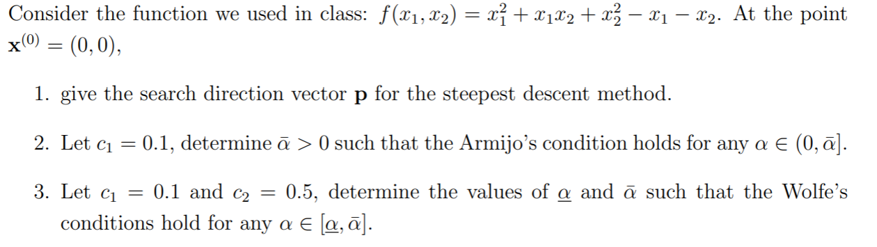 Solved Consider the function we used in class: f(x1, x2) = | Chegg.com