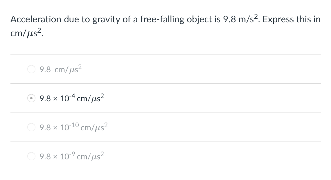 Solved Acceleration due to gravity of a free-falling object | Chegg.com