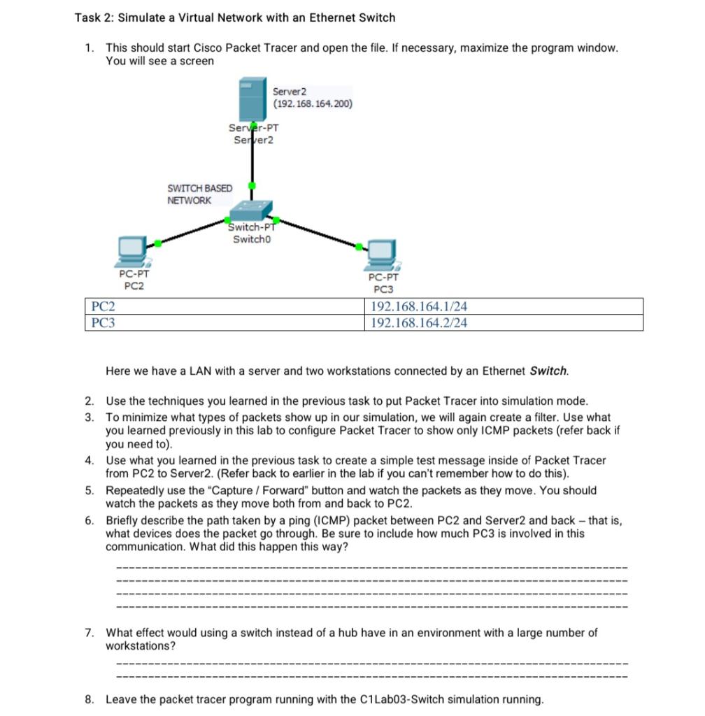 Solved Lab Work: Task 1: Simulate a Virtual Network with an | Chegg.com