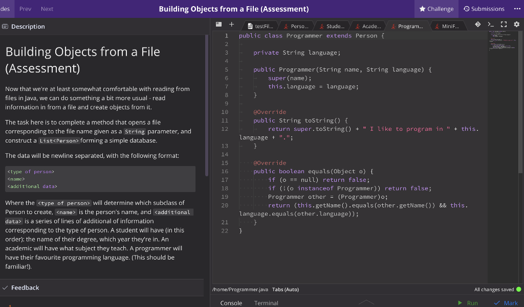 Solved Next Description Building Objects from a File | Chegg.com