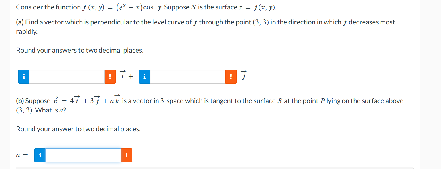 Solved Consider the function f(x,y)=(ex-x)cosy. ﻿Suppose | Chegg.com