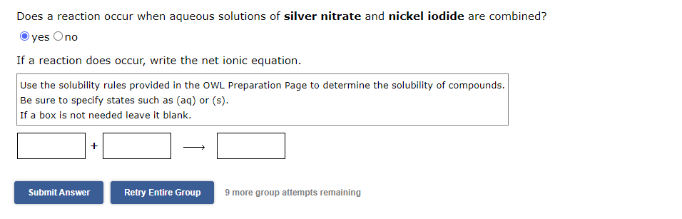 Solved Use the solubility rules provided in the OWL | Chegg.com