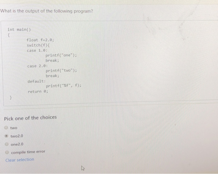 Solved What is the output of the following program? int | Chegg.com