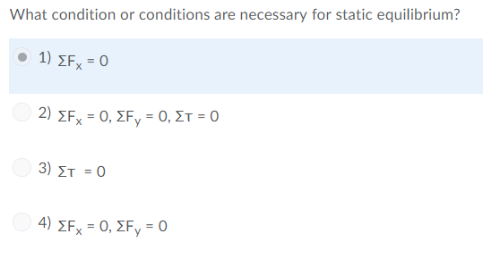 Solved What condition or conditions are necessary for static | Chegg.com