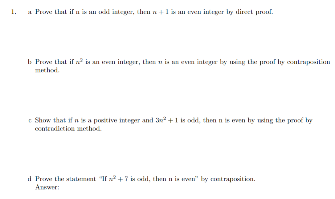 Solved a Prove that if n is an odd integer, then n+1 is an | Chegg.com