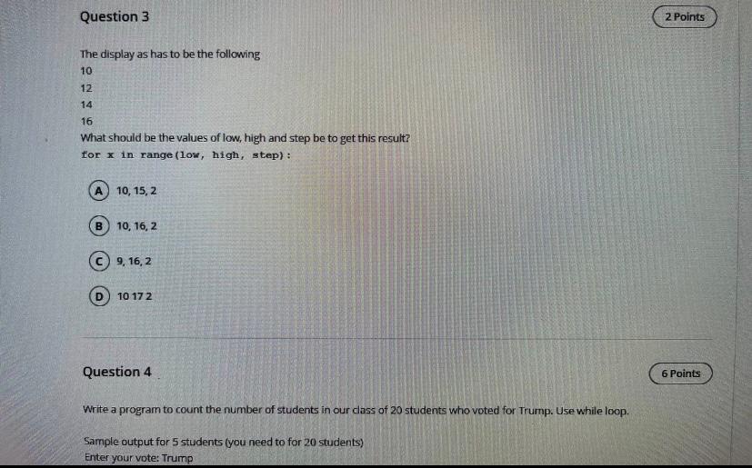 Solved The display as has to be the following 10121416 What | Chegg.com
