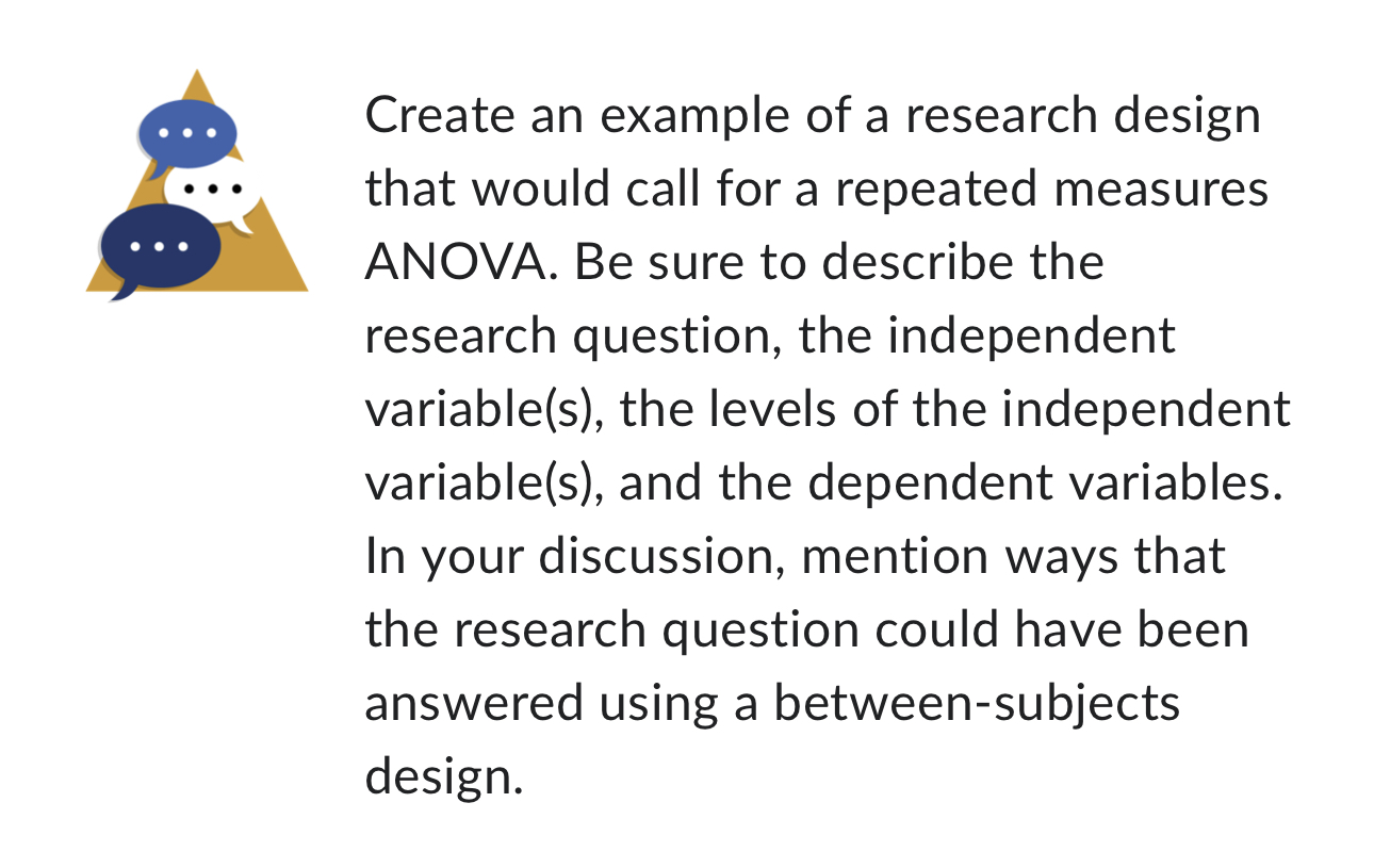Solved Create an example of a research design that would | Chegg.com