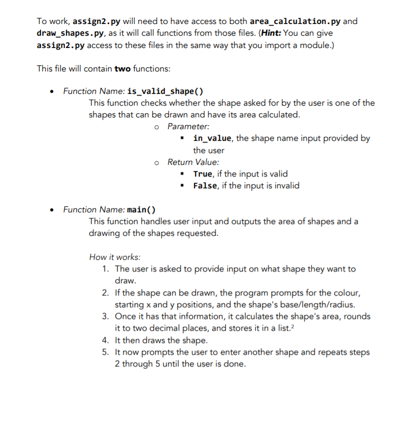 To work, assign2.py will need to have access to both | Chegg.com