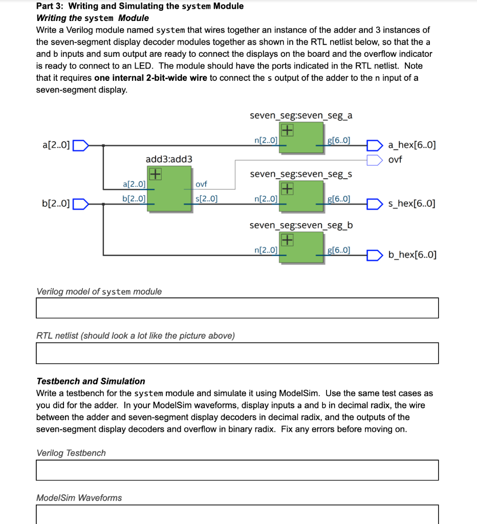 Part 3: Writing and Simulating the system Module | Chegg.com