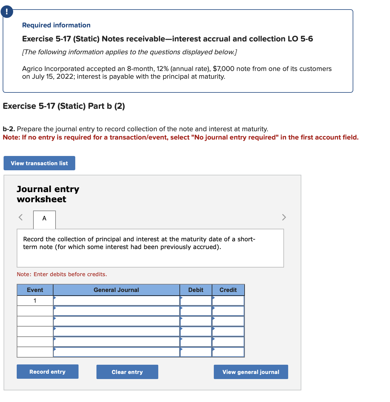 Solved Exercise 5-17 (Static) Notes receivable—interest | Chegg.com