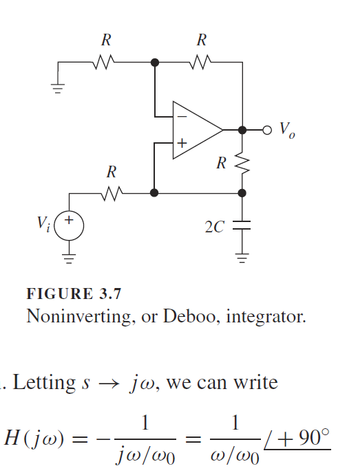 Solved 0 2C FIGURE 3.7 Noninverting, or Deboo, integrator. | Chegg.com
