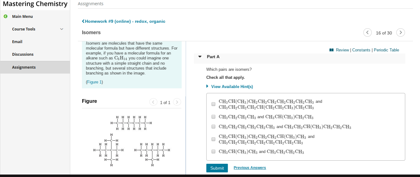 Solved Mastering Chemistry Assignments Main Menu Email | Chegg.com