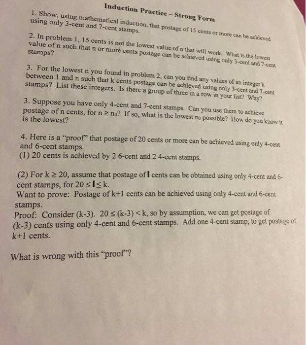 Solved Induction Practice- Strong Form 1. Show, using | Chegg.com