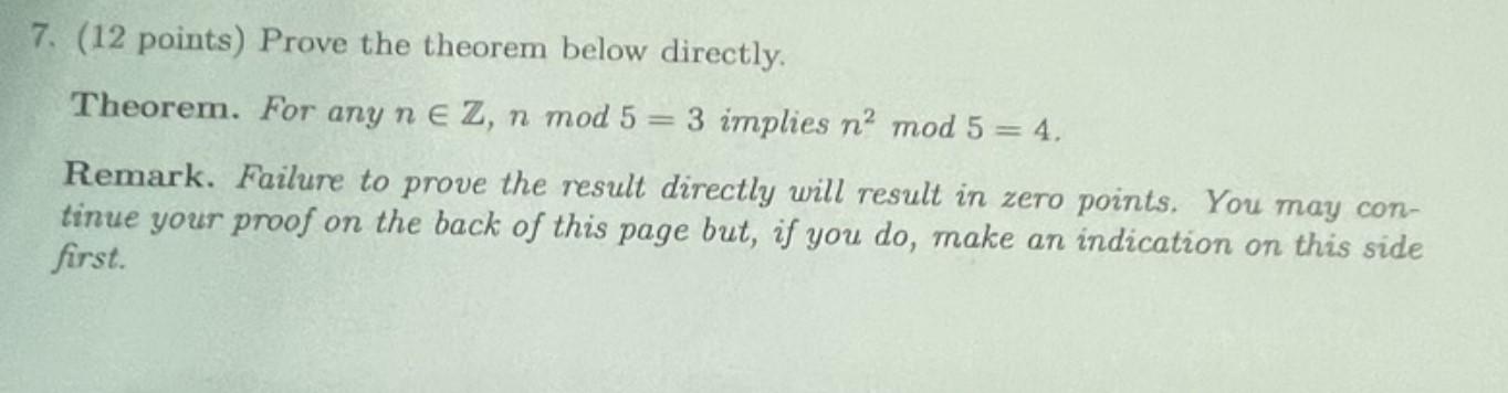 Solved 7. (12 points) Prove the theorem below directly. | Chegg.com