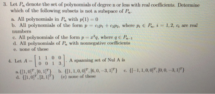 Solved 3. Let P, denote the set of polynomials of degree n | Chegg.com