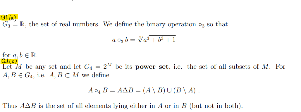 Solved A group is a pair (G, ) consisting of a set G and a | Chegg.com