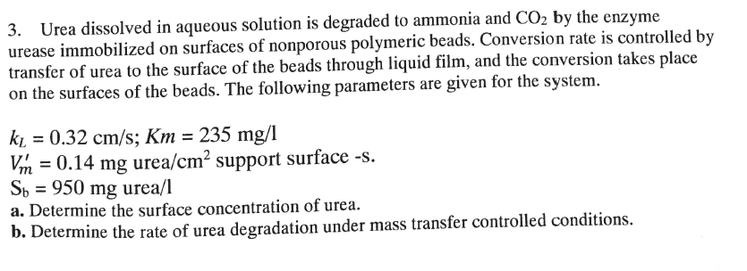 3. Urea dissolved in aqueous solution is degraded to | Chegg.com