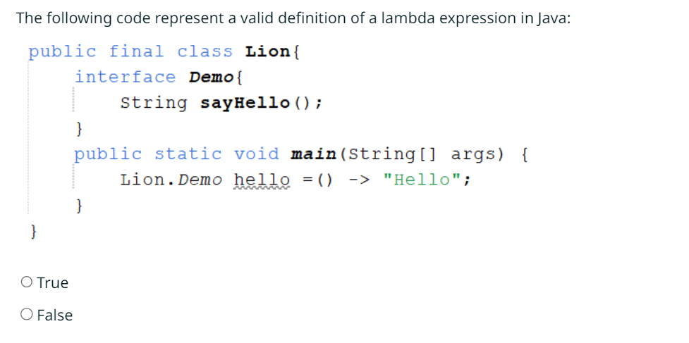 Solved The following code represent a valid definition of a | Chegg.com