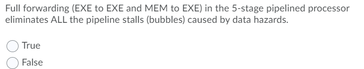 Solved Full forwarding (EXE to EXE and MEM to EXE) in the | Chegg.com