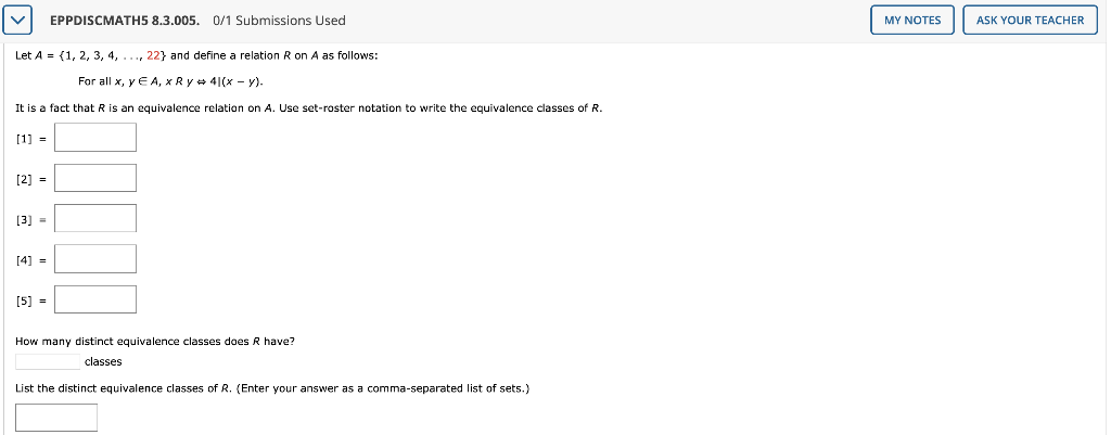 Solved EPPDISCMATH5 8.3.005. 0/1 Submissions Used MY NOTES | Chegg.com