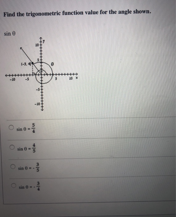 Solved Find the trigonometric function value for the angle | Chegg.com