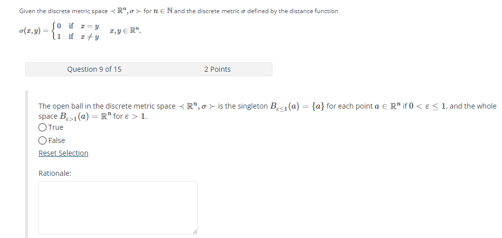 Solved Given the discrete metric space R", o> for n E N and | Chegg.com