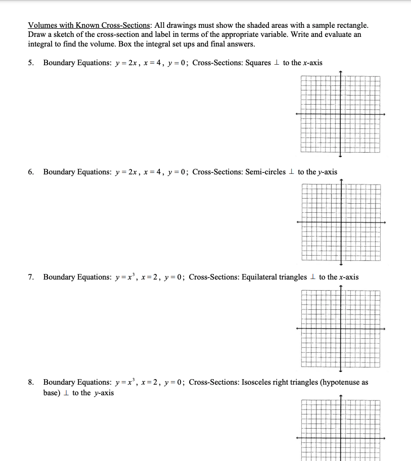 CALCULUS - HW 7.2B Disk/Washer Method Review and | Chegg.com