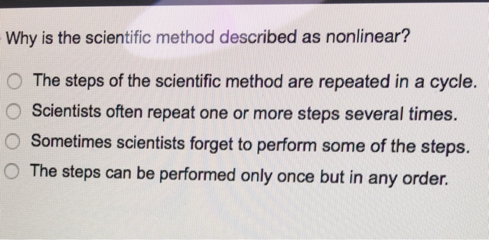 Solved Why is the scientific method described as nonlinear? | Chegg.com