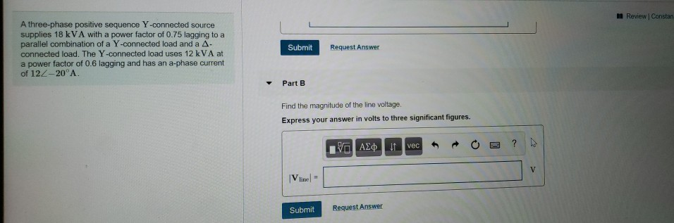 Solved Review Constants A Three Phase Positive Sequence