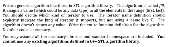 Solved Write A Generic Algorithm Like Those In Stl Algorithm
