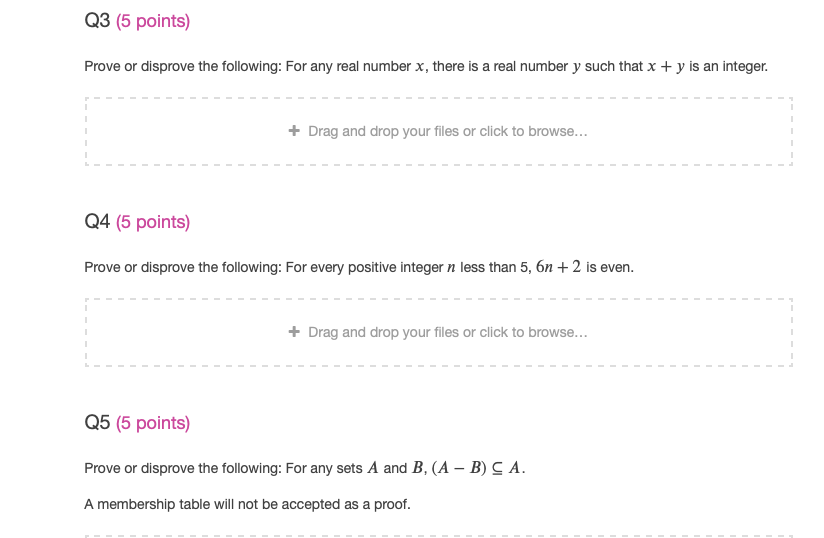 Solved Q3 (5 points) Prove or disprove the following: For | Chegg.com