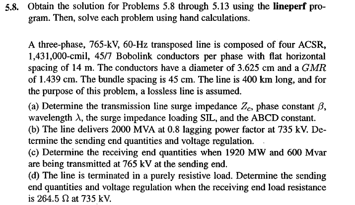 Solved The transmission line above is energized with 765 kV | Chegg.com