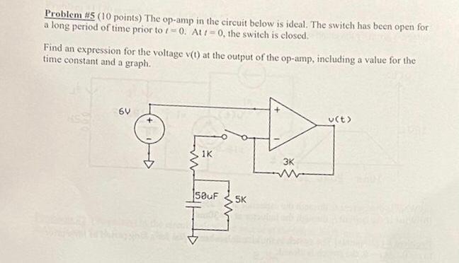 Solved Problem \#5 ( 10 points) The op-amp in the circuit | Chegg.com