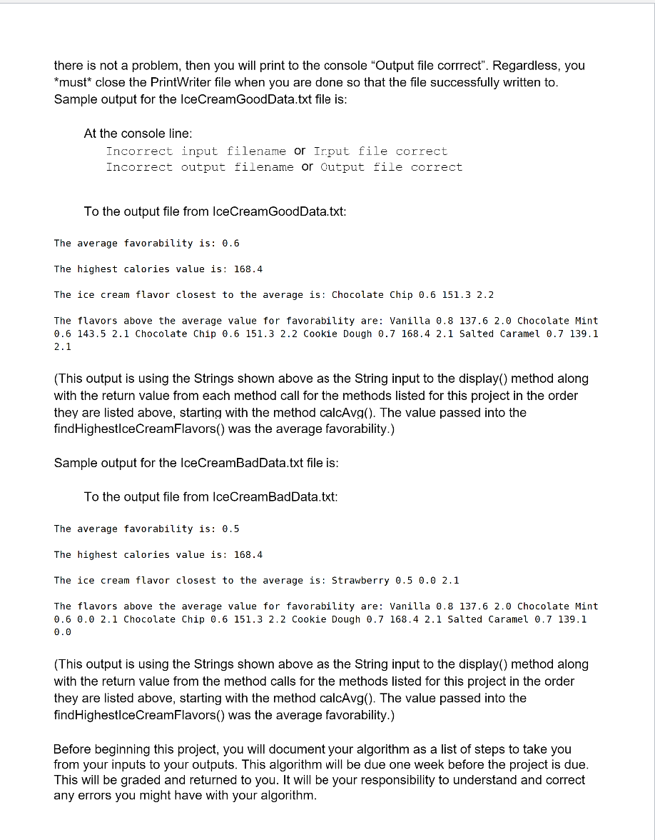 Programming Project 7 - Ice Cream Analysis 2 Note: | Chegg.com